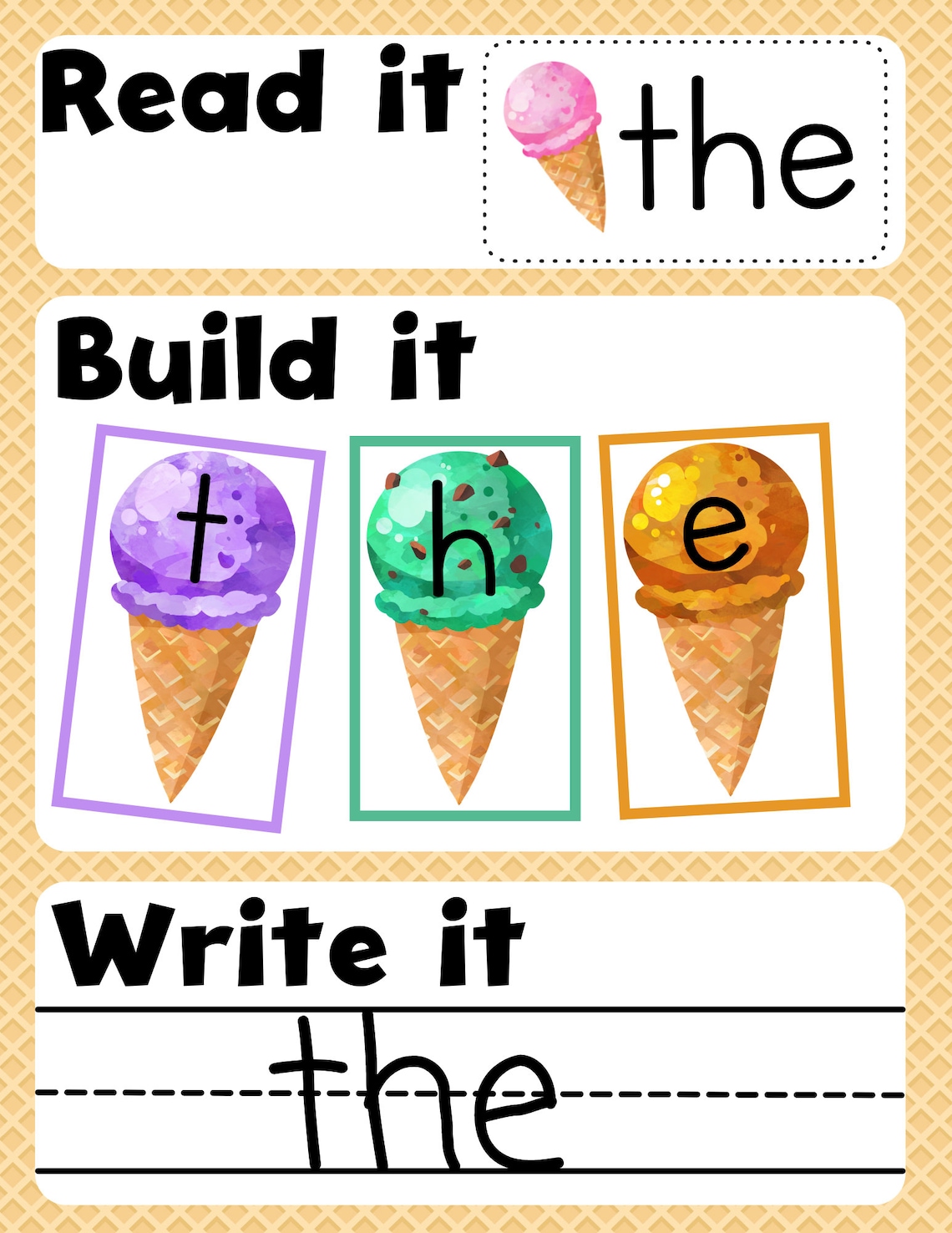 Ice Cream Sight Words Preschool Worksheet Preschool - Etsy