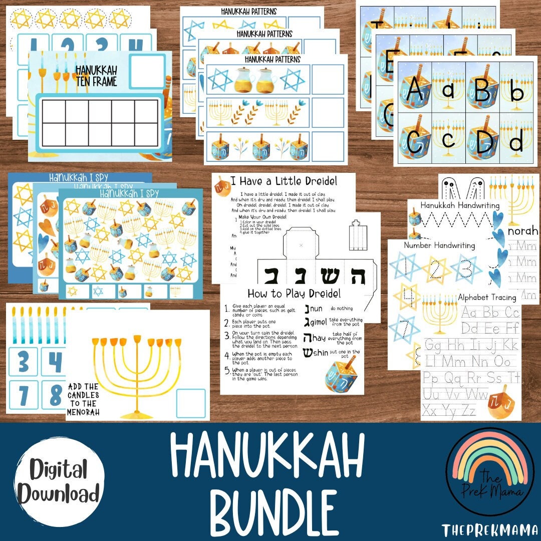 Hanukkah Bundle, Hanukkah Preschool Printable, Preschool Activity ...