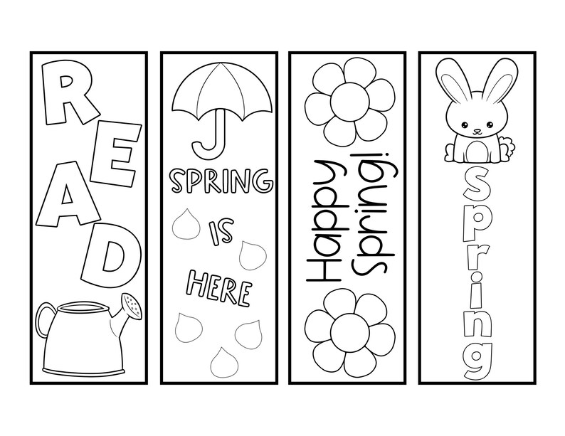 Spring Bookmarks Coloring Bookmarks Kids Bookmarks DIY | Etsy