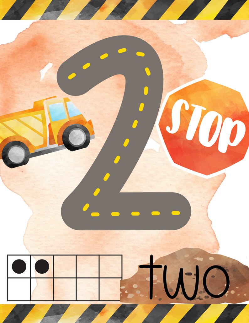 Construction Road Number Posters Preschool Printables - Etsy