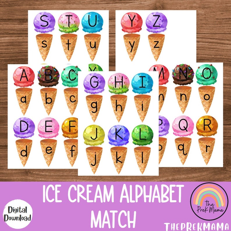 Ice Cream Alphabet Match, Activity for Kids, Preschool Letters ...