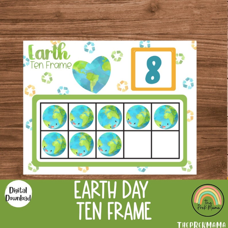 Earth Day Ten Frame Preschool Worksheet Preschool Printable - Etsy