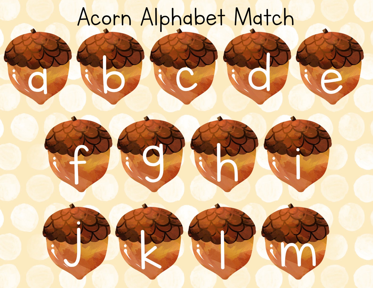 Acorn Alphabet Match Montessori Materials Homeschool - Etsy