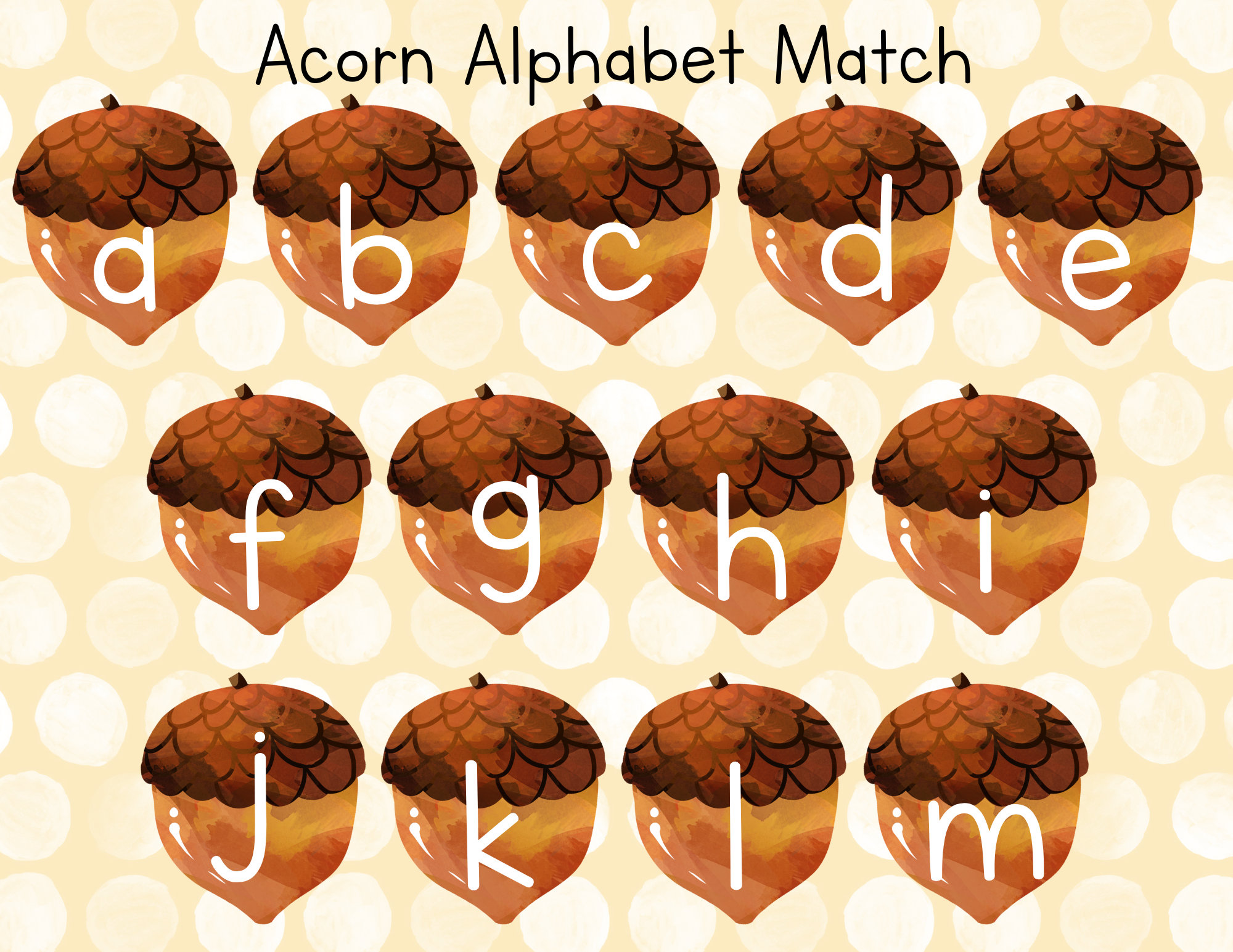 Acorn Alphabet Match, Montessori Materials, Homeschool Resources ...