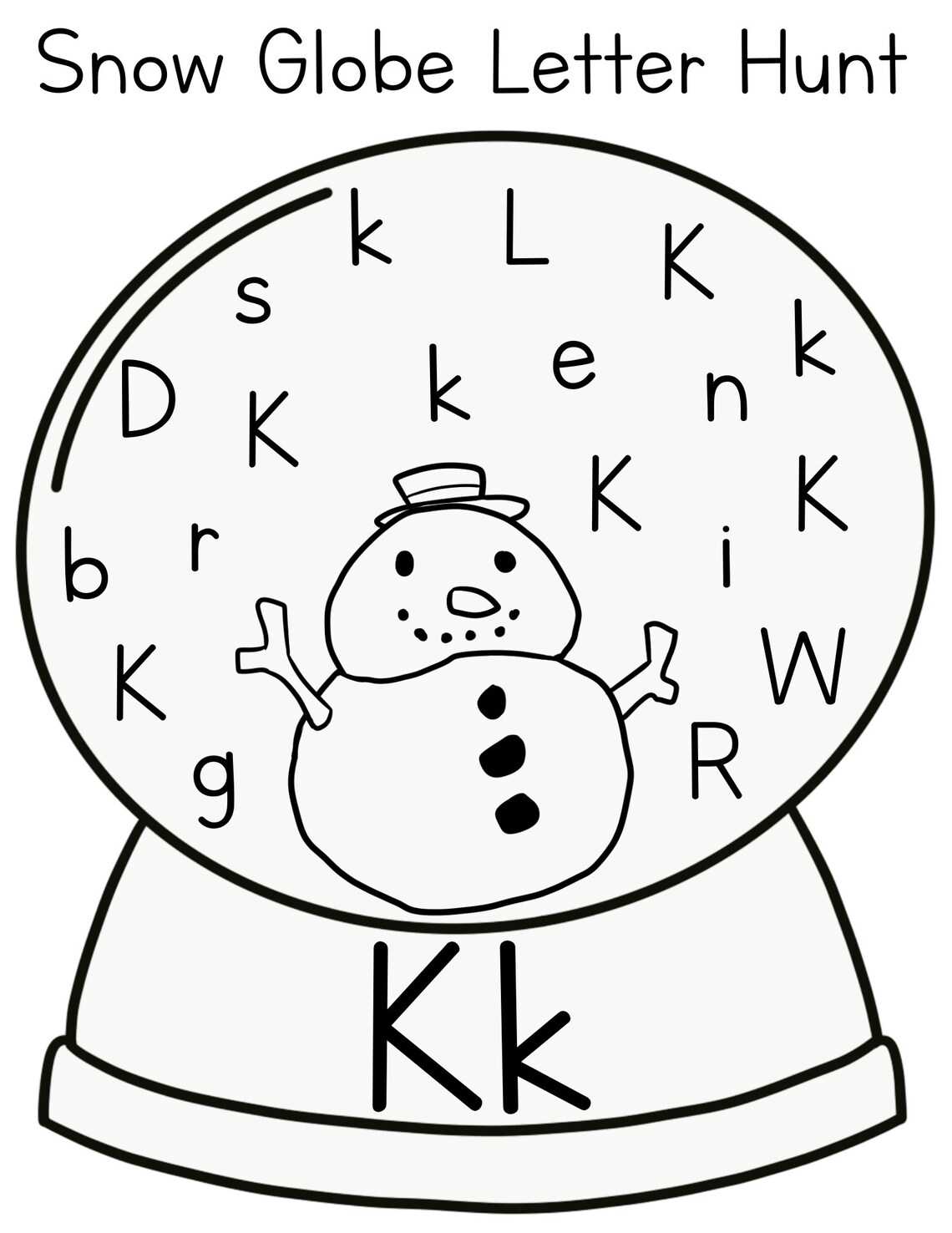 Snow Globe Letter Hunt, Winter Preschool Printable, Letter Recognition ...