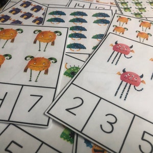 Monster Count and Clip Cards, Preschool Printable, Preschool Math ...