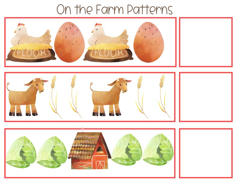 FARM Patterns Montessori Toddler Printable Preschool - Etsy