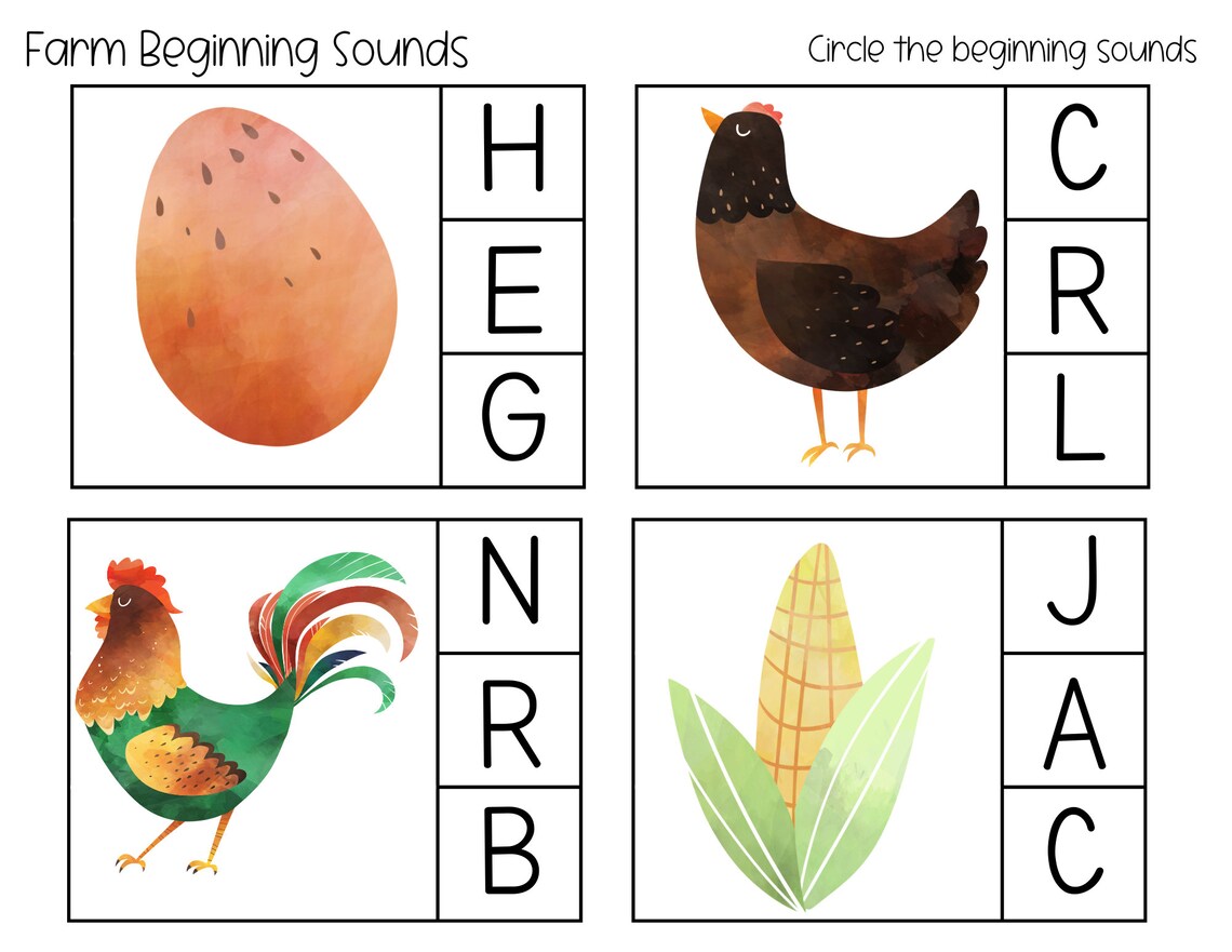 FARM Beginning Sounds Montessori Materials Preschool - Etsy