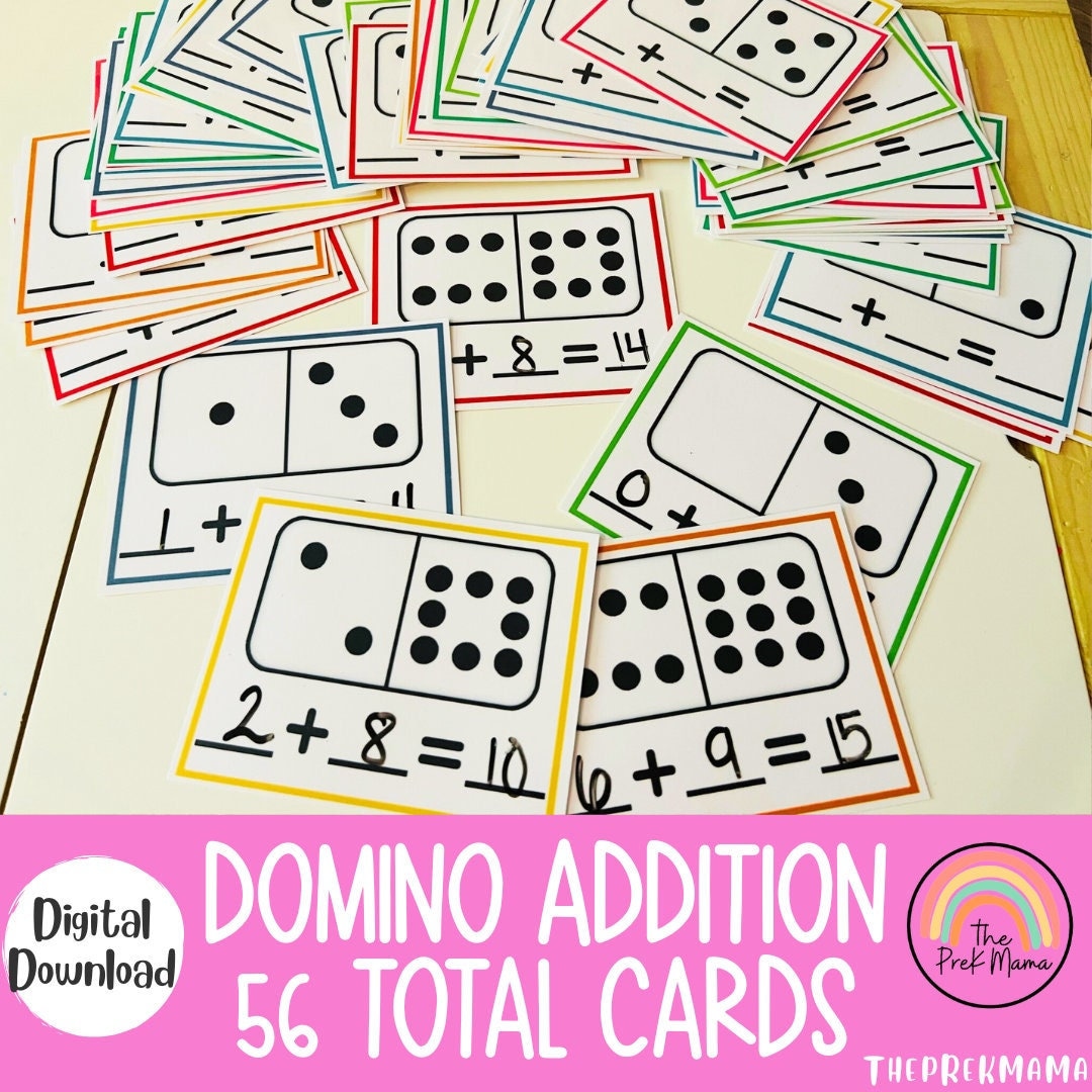 Domino Addition Cards, Math Task Box, Montessori Printable, Homeschool ...