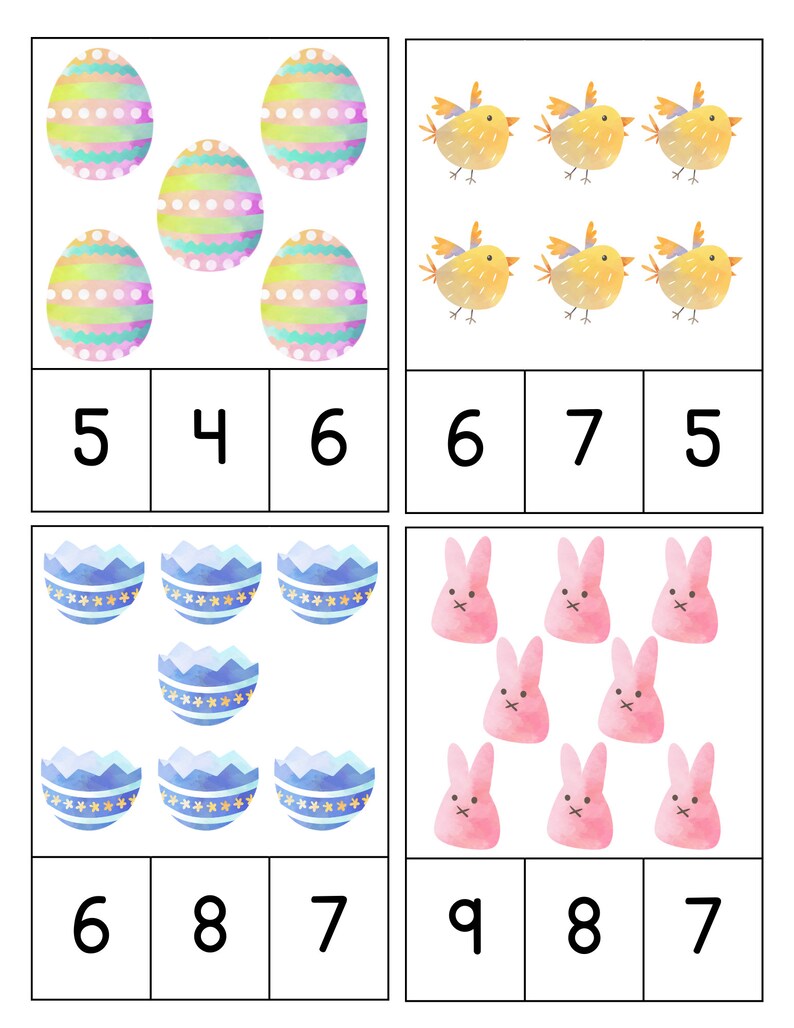 Easter Count and Clip Cards, Preschool Printable, Preschool Math ...