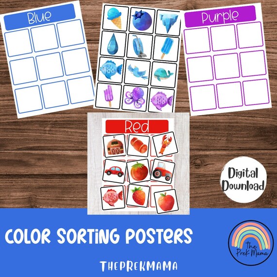 Color Sorting Posters Preschool Worksheet Preschool | Etsy