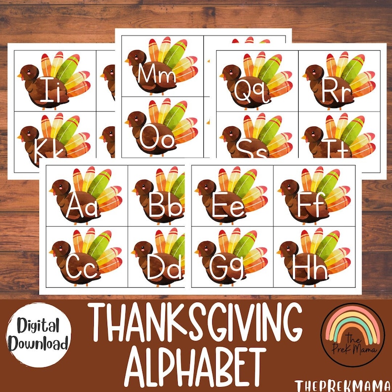 Thanksgiving Alphabet Preschool Printable Montessori - Etsy