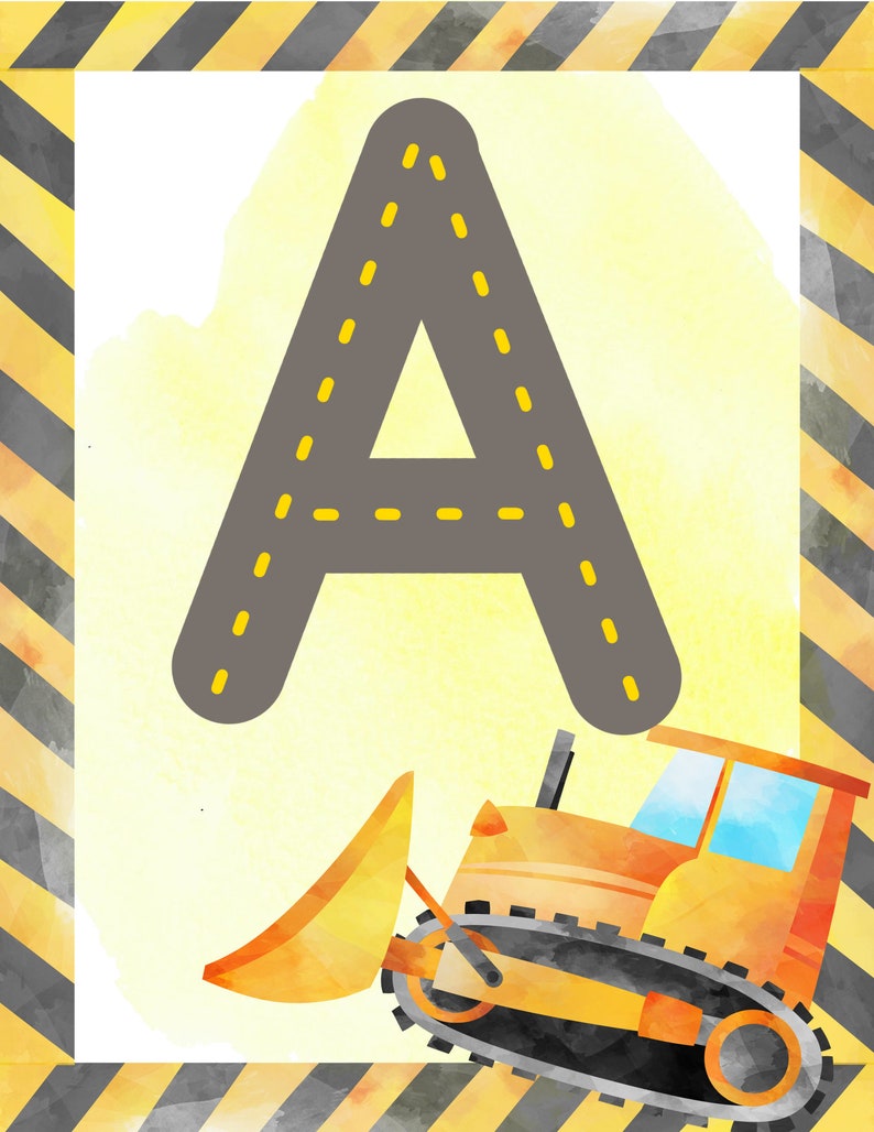 Construction Road Alphabet Posters Preschool Printable - Etsy