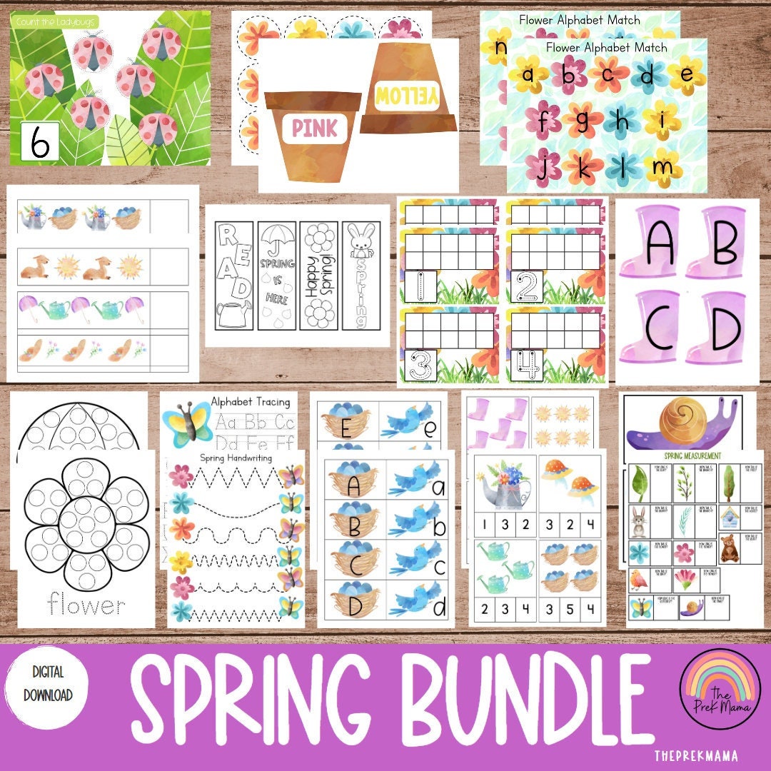 Spring Bundle, Preschool Printable, Spring Pintables, Spring Theme ...
