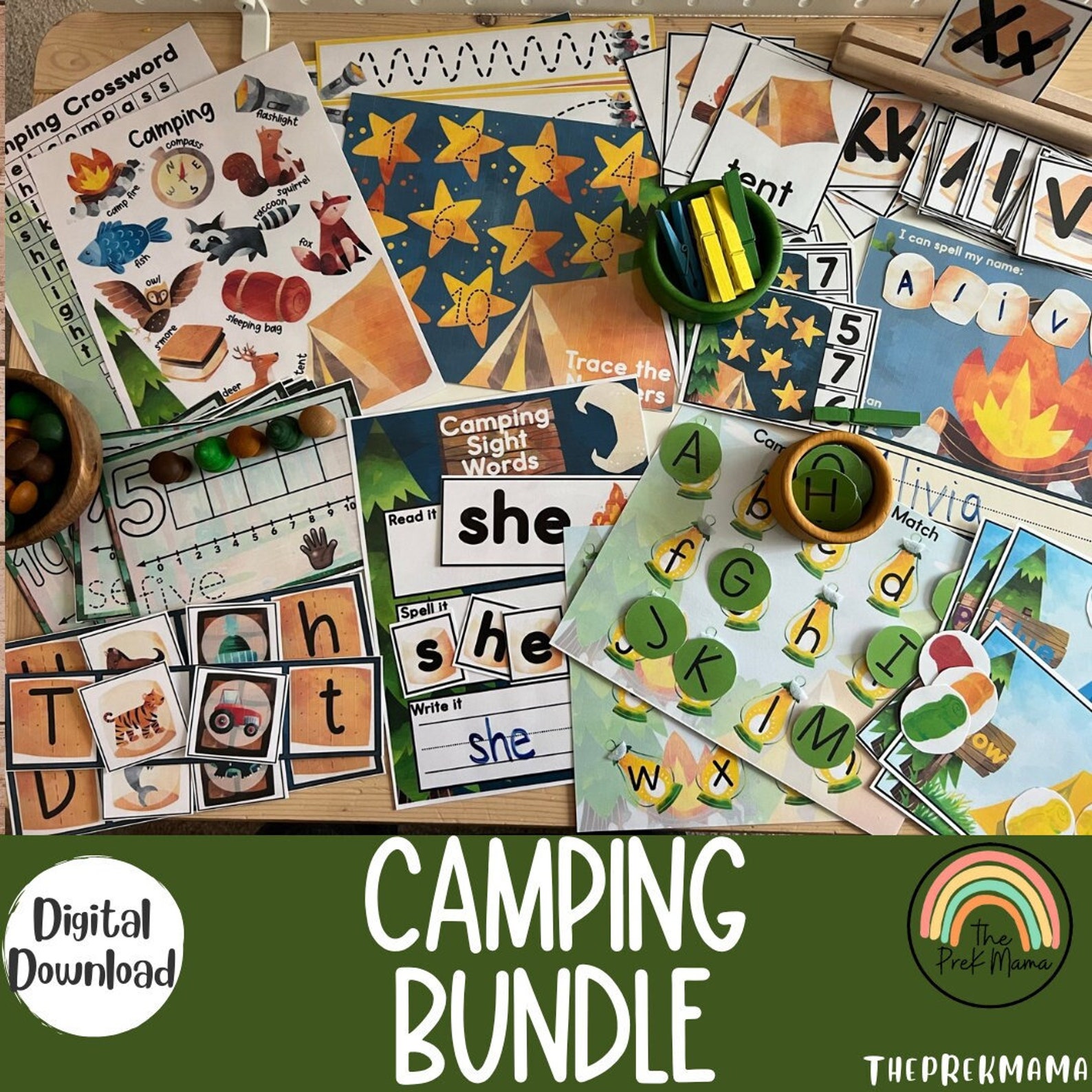 Camping Bundle, Preschool Worksheet, Preschool Printable, Montessori ...