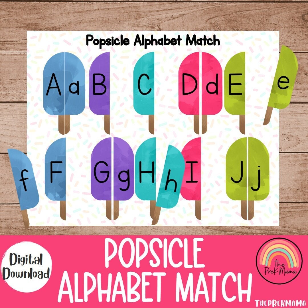 Popsicle Alphabet Match Preschool Worksheet Preschool - Etsy