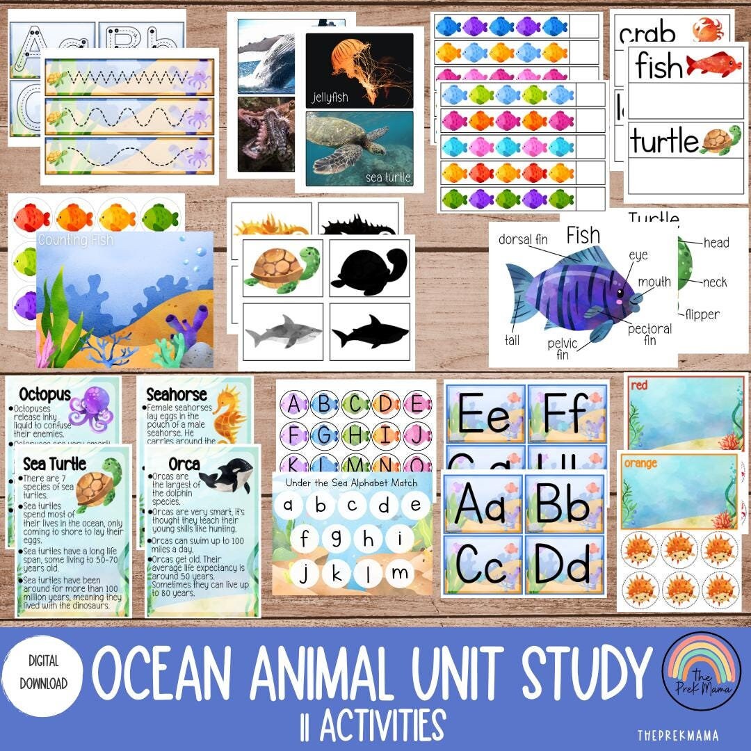 Ocean Animals Unit Study, Homeschool Learning Materials, Educational ...