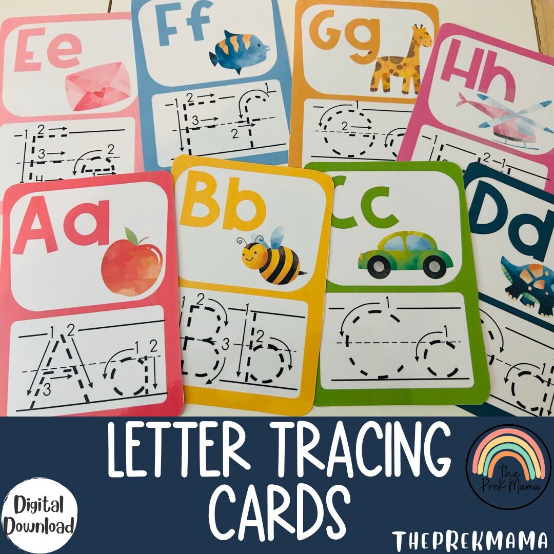 Letter Tracing Cards, Preschool Printable, Preschool Worksheet, Tracing ...