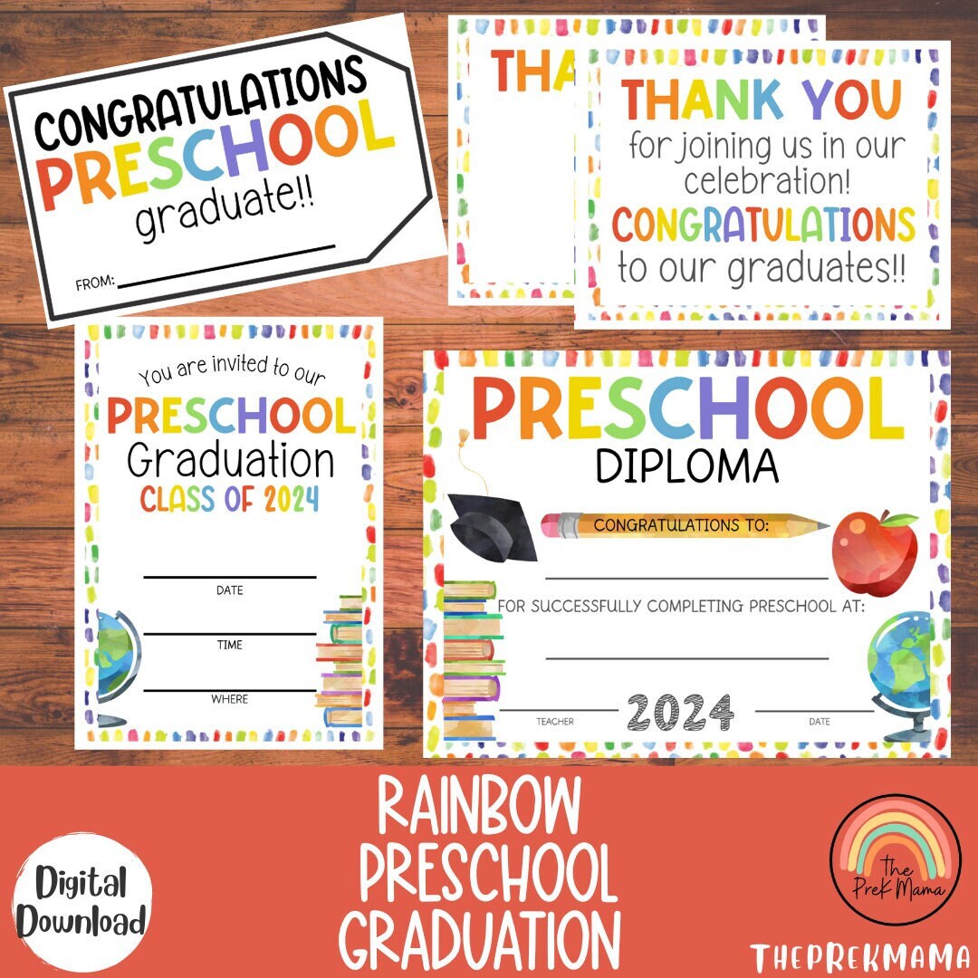 Rainbow Preschool Graduation, Preschool Diploma, Preschool Gradation ...