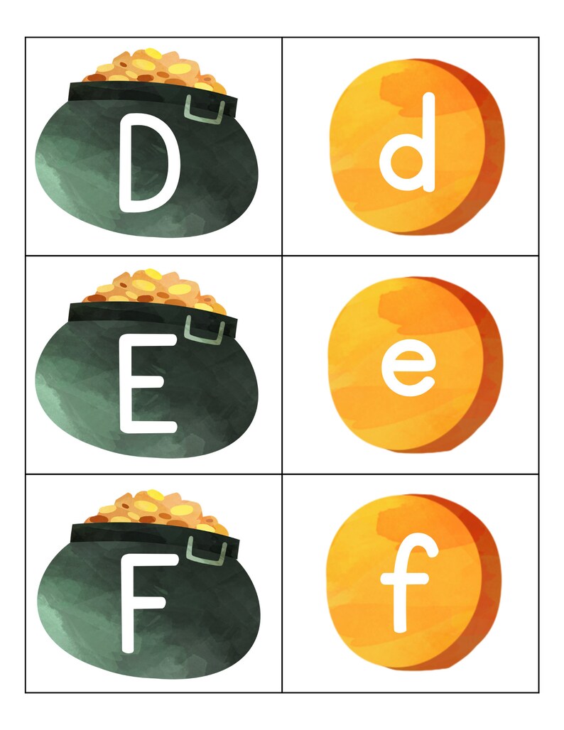 St. Patrick's Day Pot of Gold Letter Match Preschool - Etsy