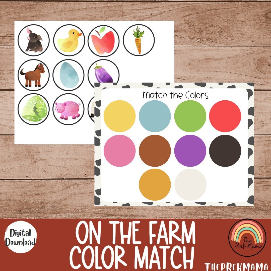FARM Color Matching, Montessori Printable, Preschool Printable ...