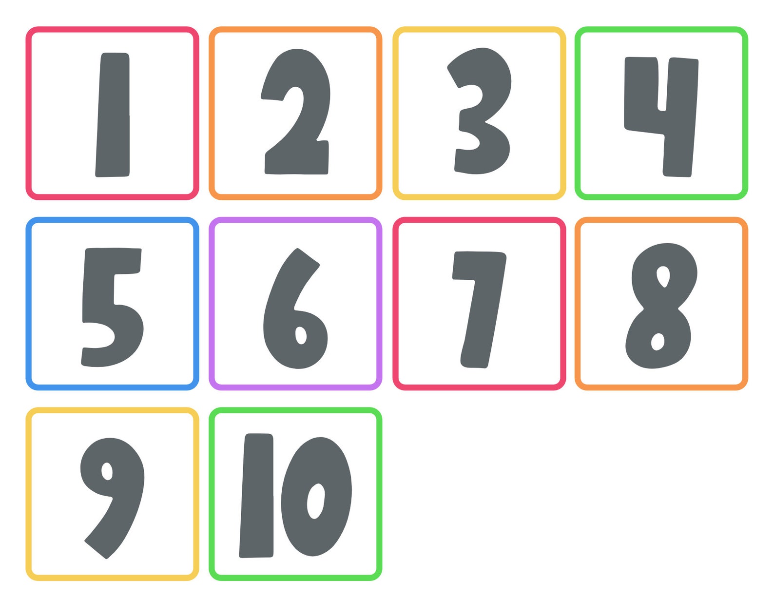 Rainbow Ten Frame Numbers 1-10 Count and Match Montessori - Etsy