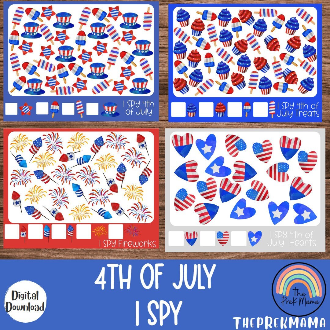 4th of July I Spy Game, Preschool Worksheet, Preschool Printable ...