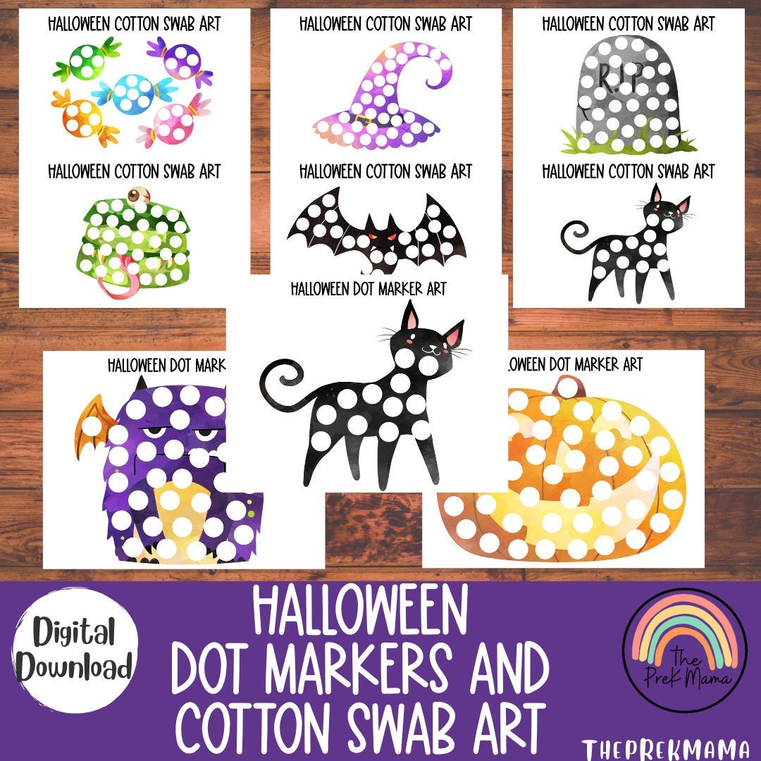 Halloween Dot Markers and Cotton Swab Activities, Halloween Preschool ...