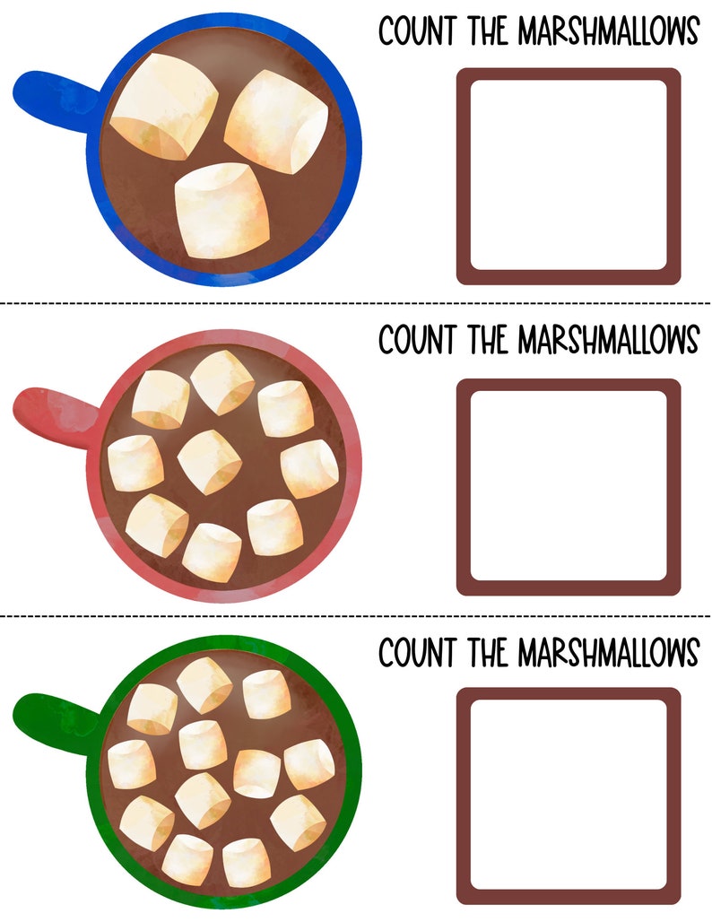 Count the Marshmallows Math Printable Winter Preschool - Etsy