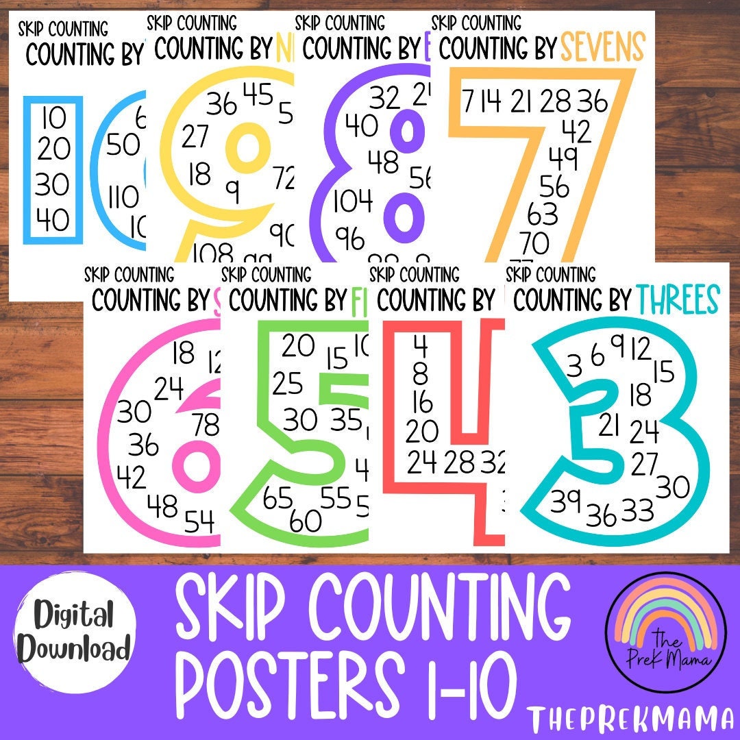 Skip Counting Posters, Math Activity, Preschool Printable Preschool ...