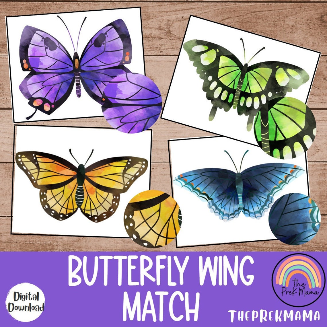 Butterfly Wing Match Preschool Printable Preschool Game - Etsy
