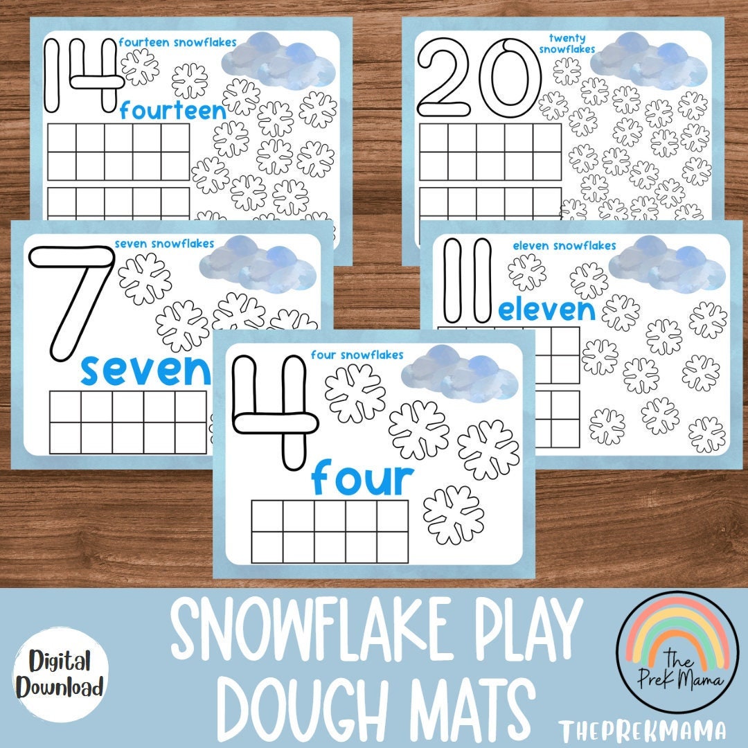 Snowflake Play Dough Mats, Winter Printable, Play Doh Mats, Toddler ...