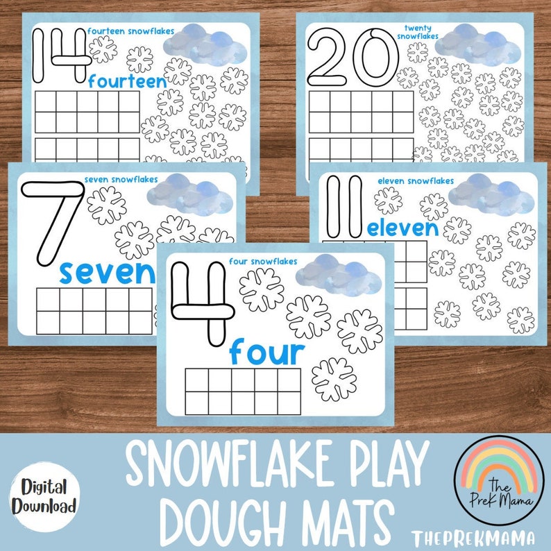 Snowflake Play Dough Mats Winter Printable Play Doh Mats - Etsy