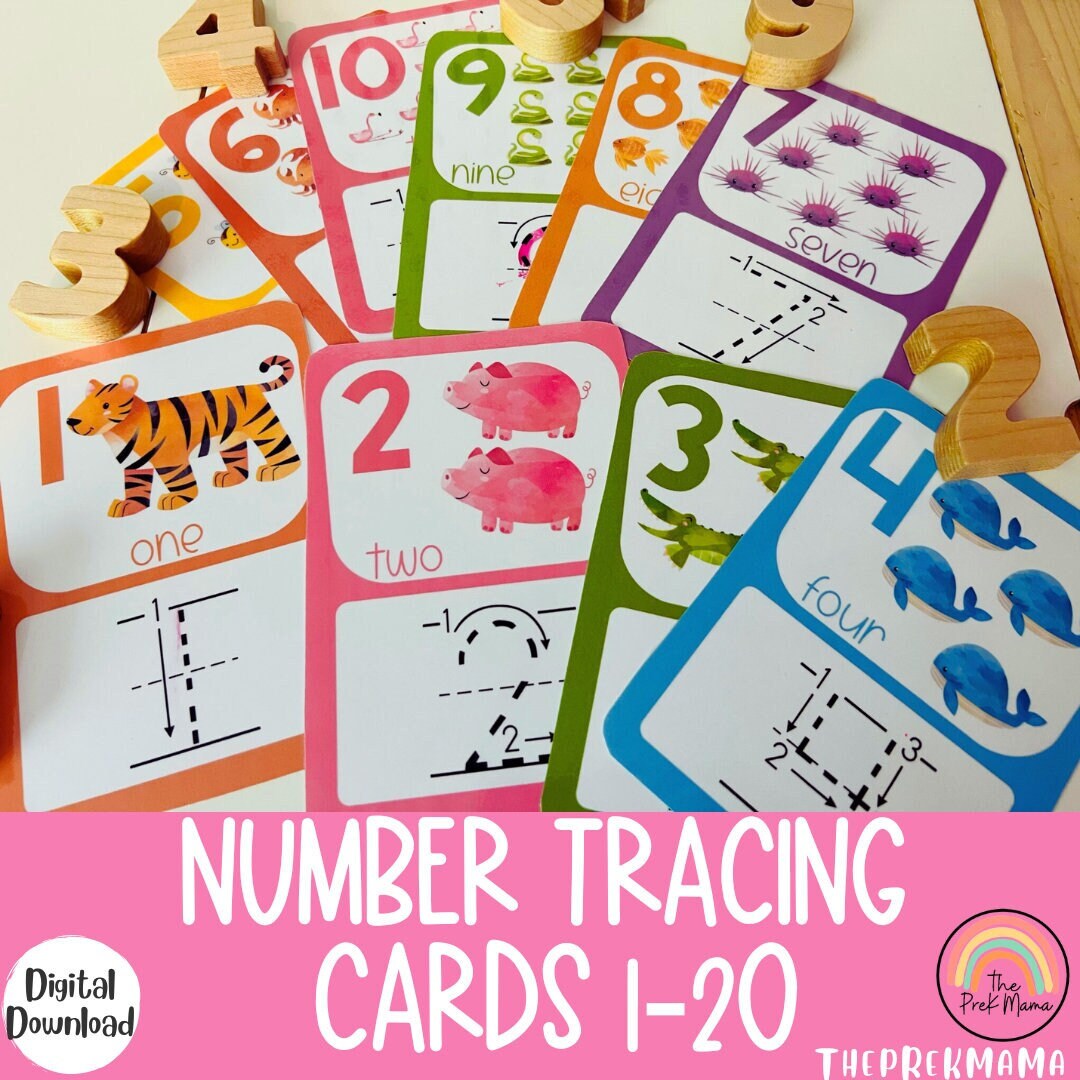 Number Tracing Cards 1-20, Classroom Décor, Preschool Math ...