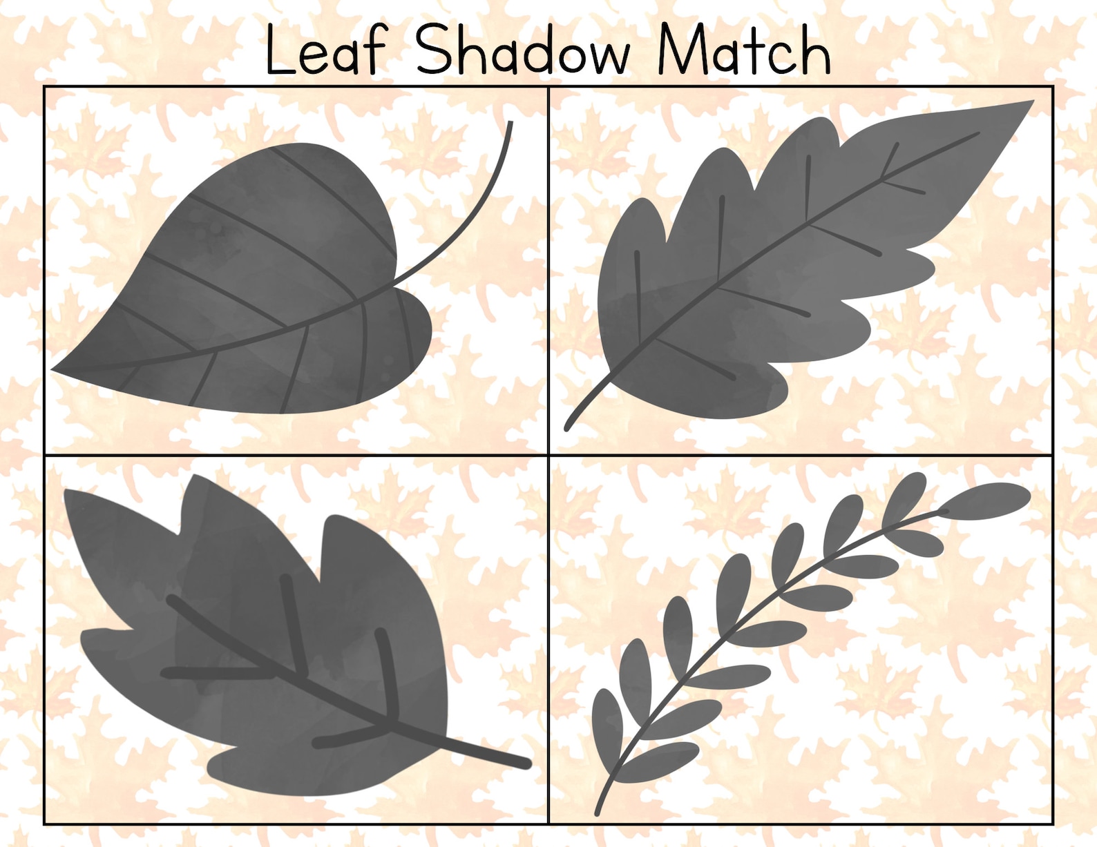 Leaf Shadow Match, Fall Activity for Kids, Preschool Printable ...