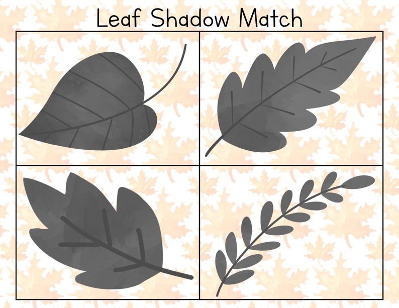 Leaf Shadow Match Fall Activity for Kids Preschool - Etsy