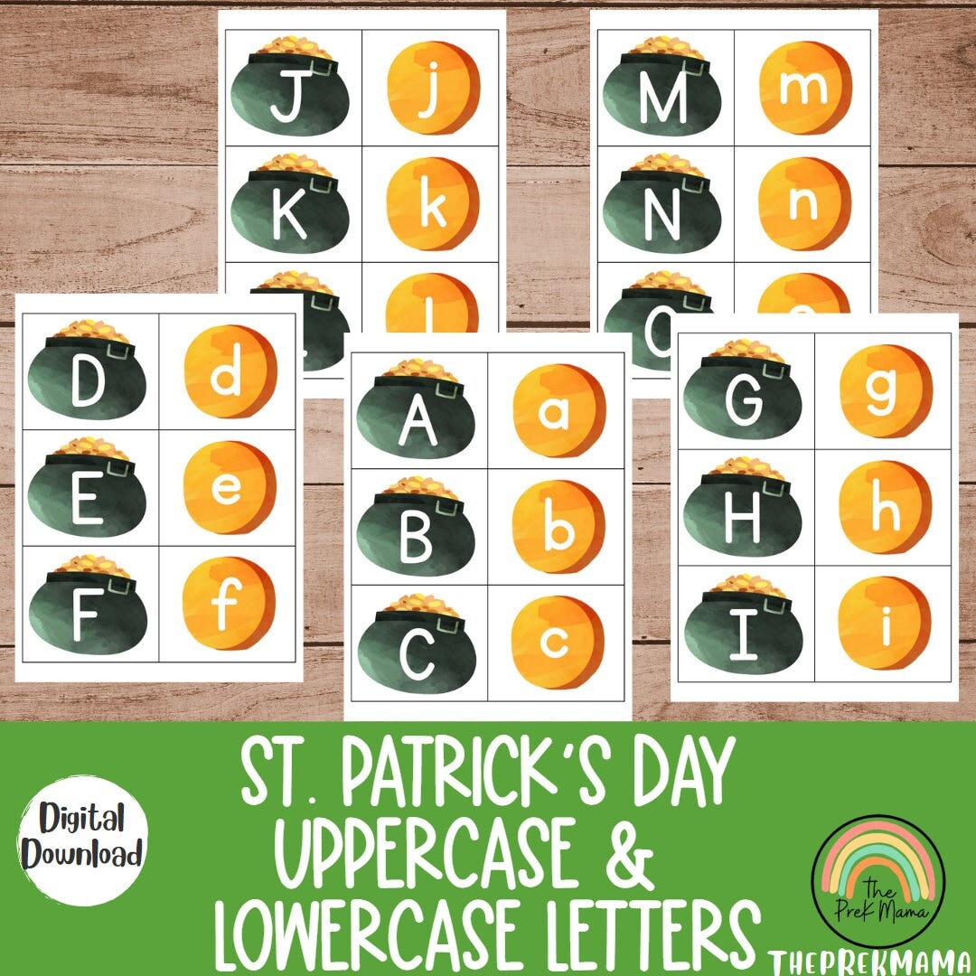 St. Patrick's Day Pot of Gold Letter Match, Preschool Worksheets ...