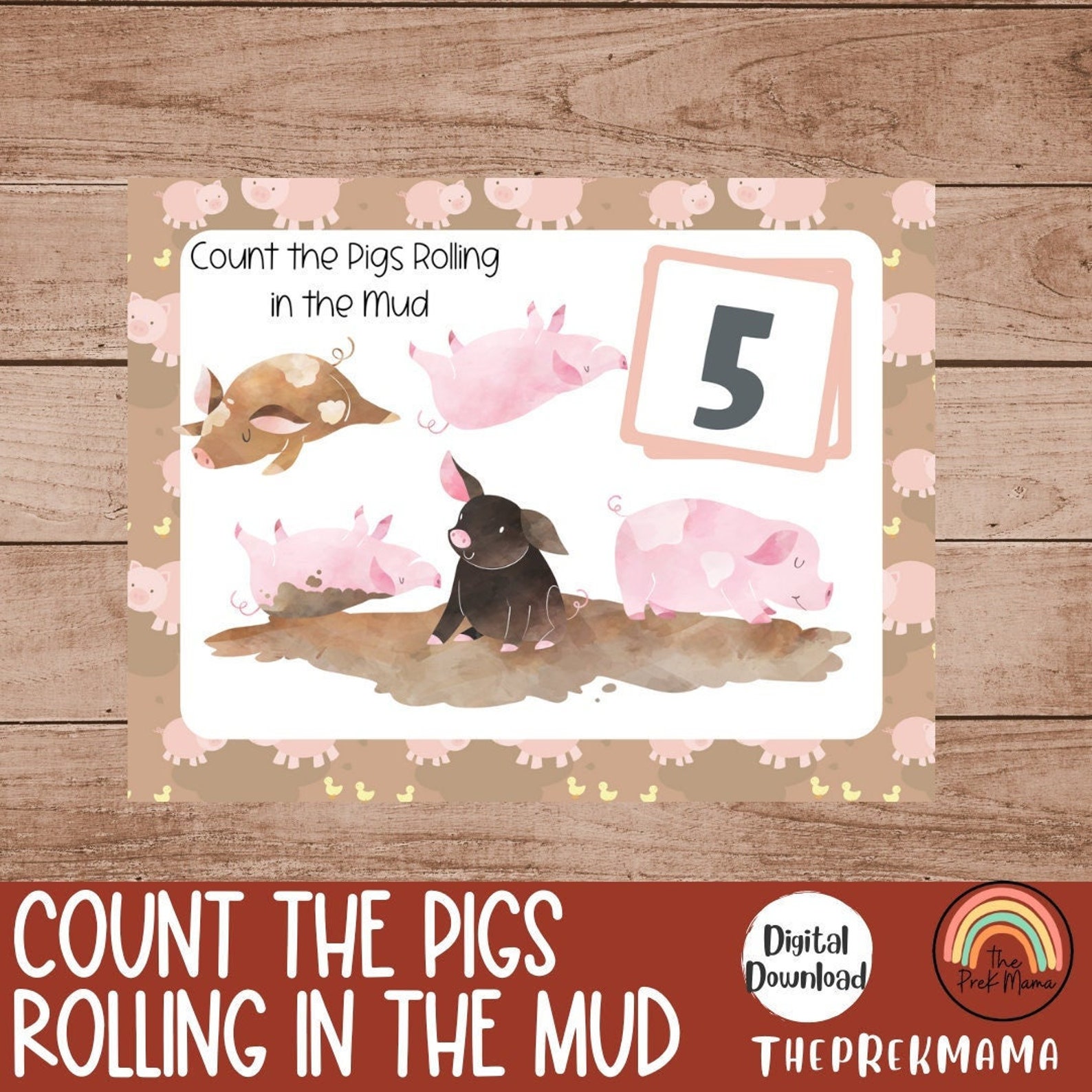FARM Count the Pigs Rolling in the Mud Montessori Materials - Etsy