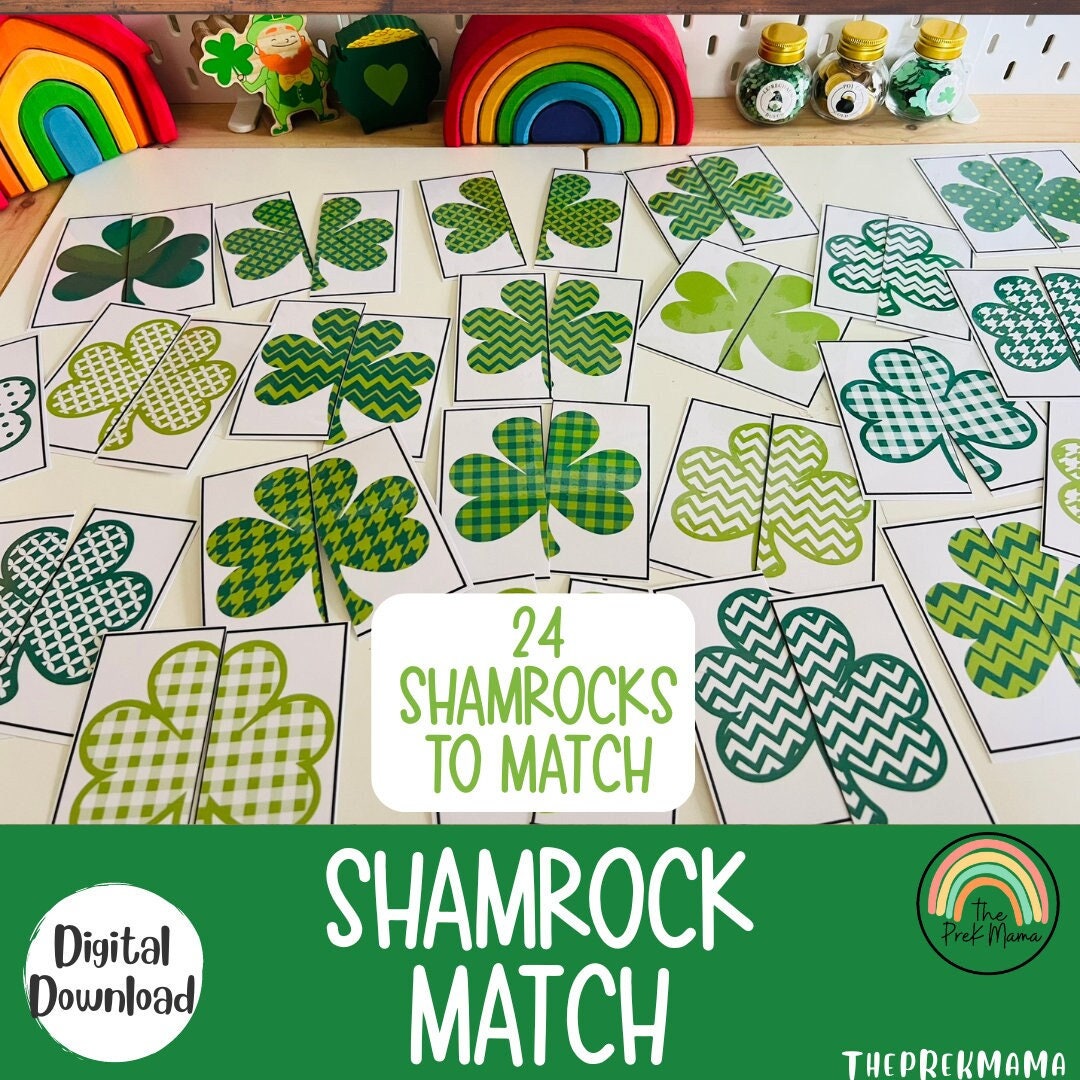Shamrock Match, Preschool Worksheets, Preschool Printable, Kindergarten ...
