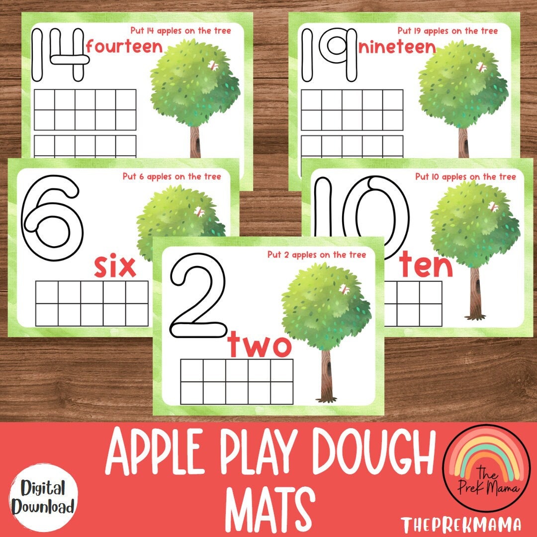 Apple Tree Play Dough Mats, Play Doh Mats, Toddler Activities ...