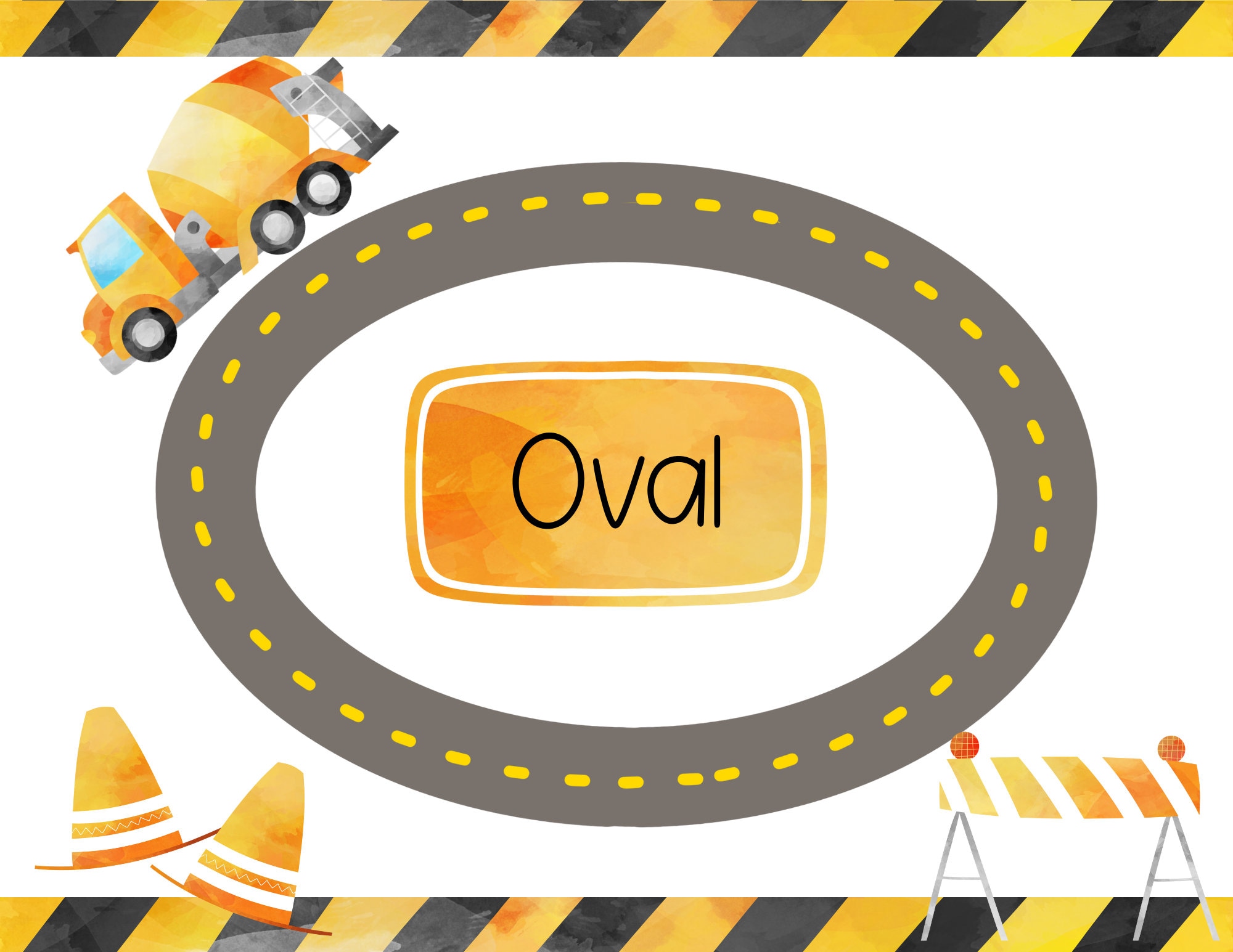 Construction Road Shape Posters, Preschool Printables, Preschool ...