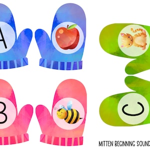 Mitten Beginning Sound Match, Winter Preschool Printable, Alphabet ...