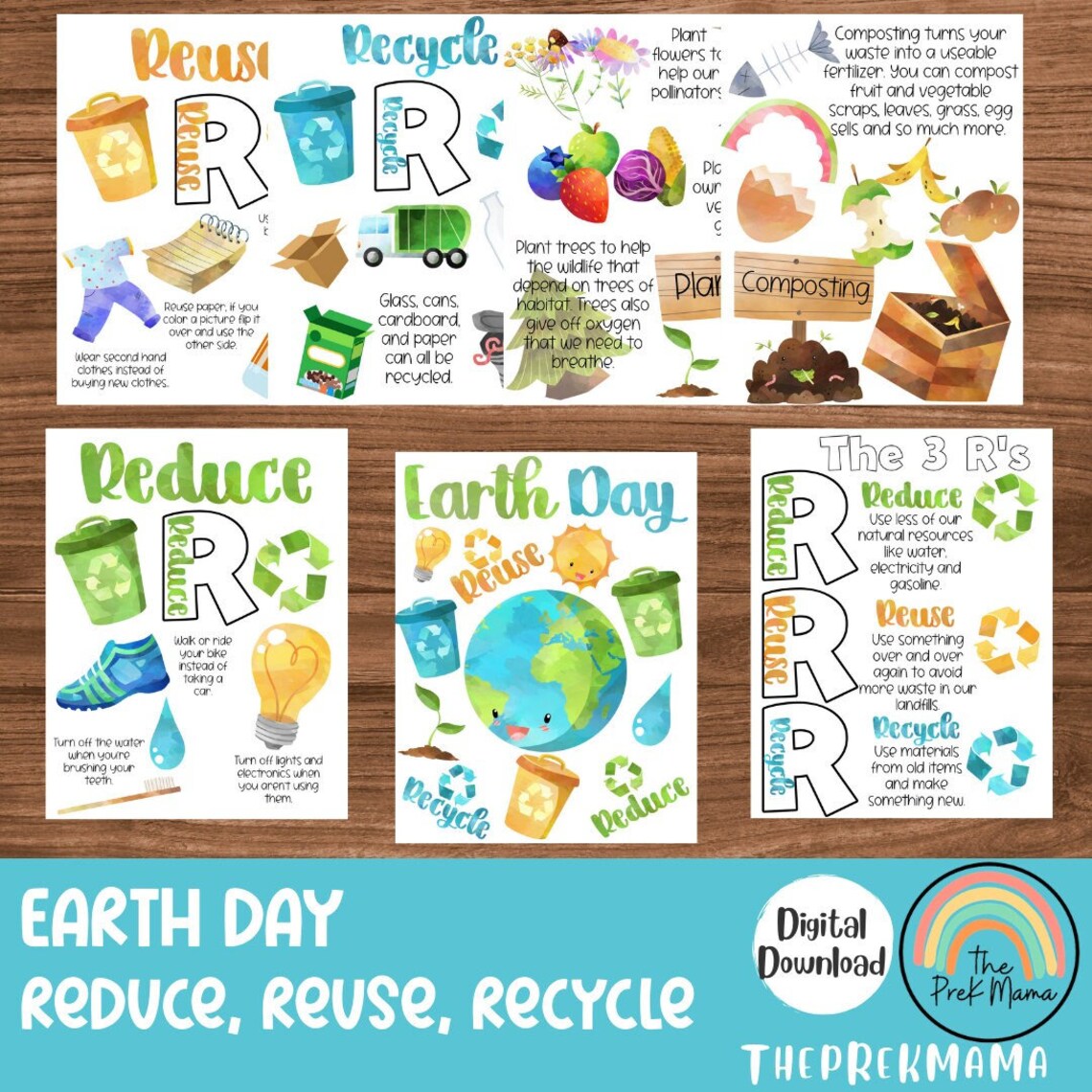 Earth Day the 3 Rs Preschool Worksheet Preschool Printable | Etsy Canada