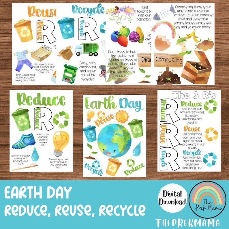 Earth Day the 3 Rs Preschool Worksheet Preschool Printable | Etsy Canada