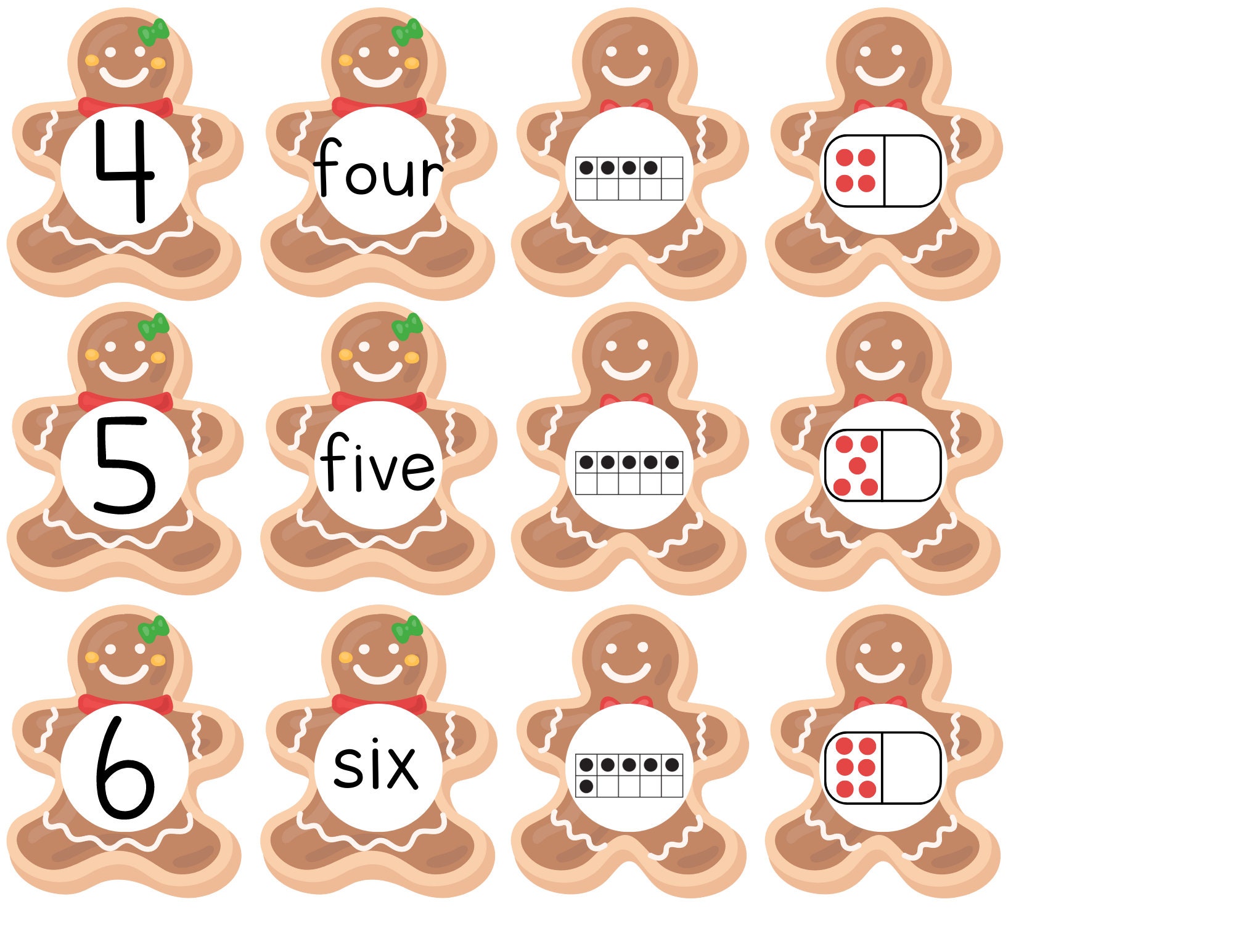 Gingerbread Number Match, Christmas Math, Christmas Preschool Printable ...