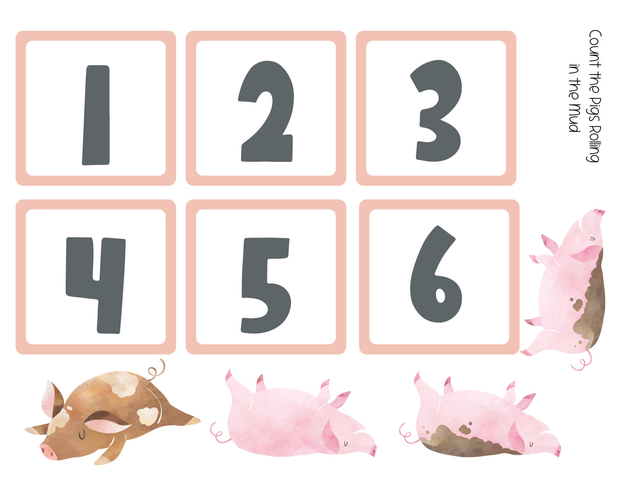 FARM Count the Pigs Rolling in the Mud Montessori Materials - Etsy