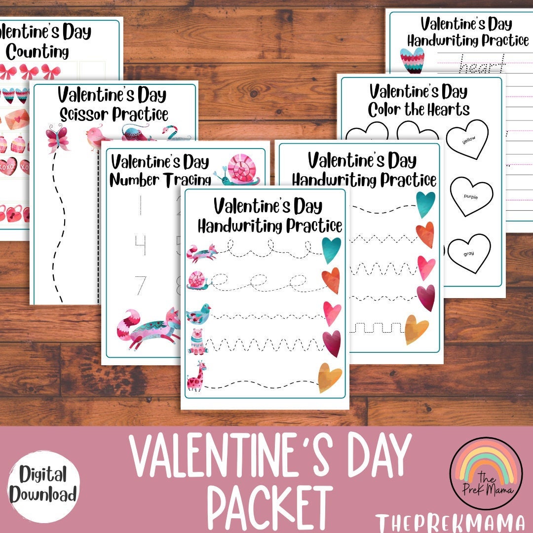 Valentine's Day Preschool Packet, Preschool Worksheets, Preschool ...