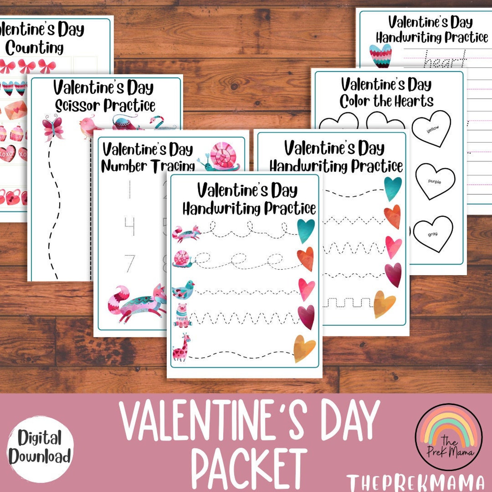 Valentine's Day Preschool Packet Preschool Worksheets - Etsy