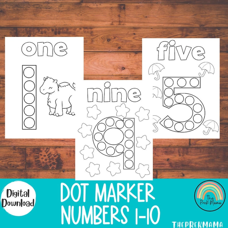Numbers 1-10 Dot Markers Dab Markers Preschool Printable - Etsy