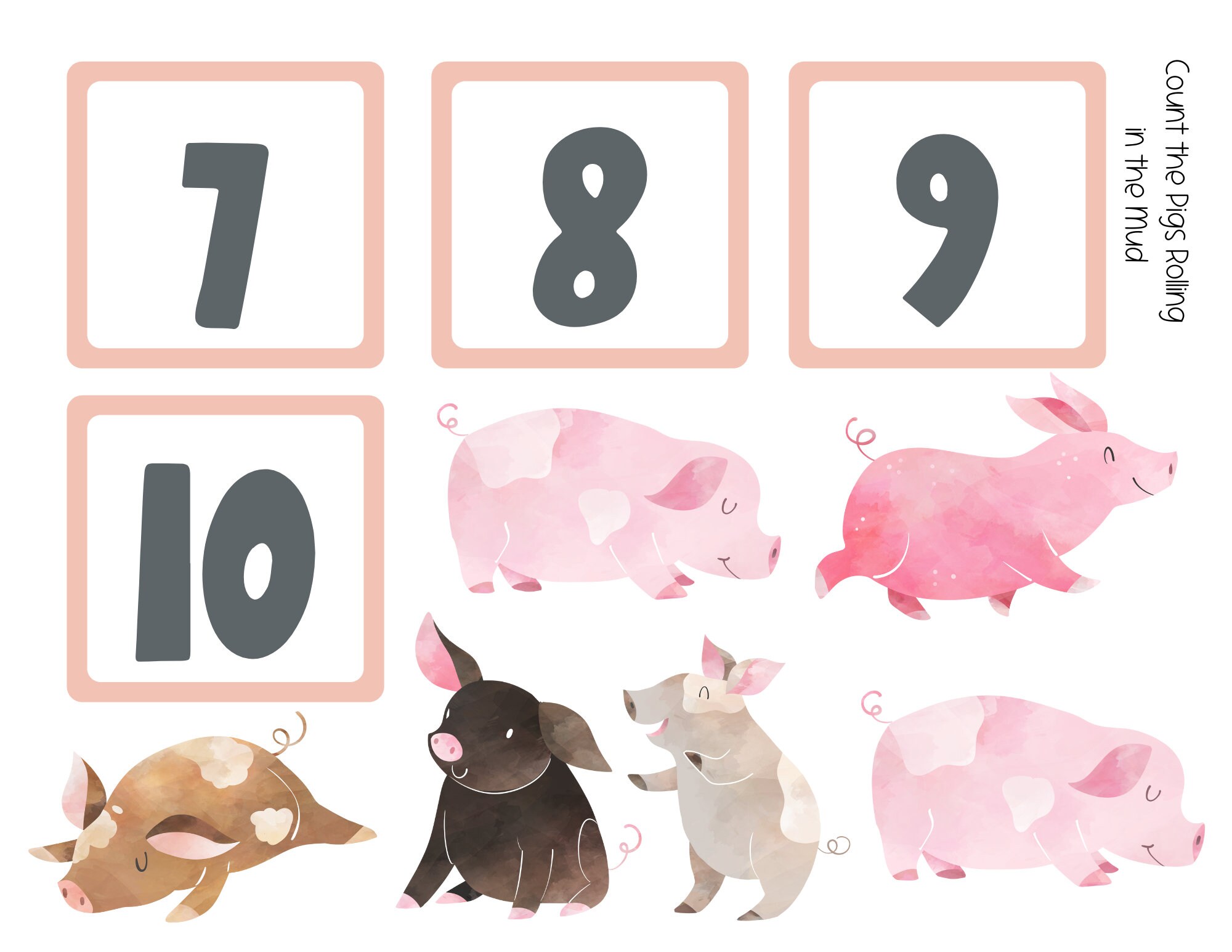 FARM Count the Pigs Rolling in the Mud Montessori Materials - Etsy